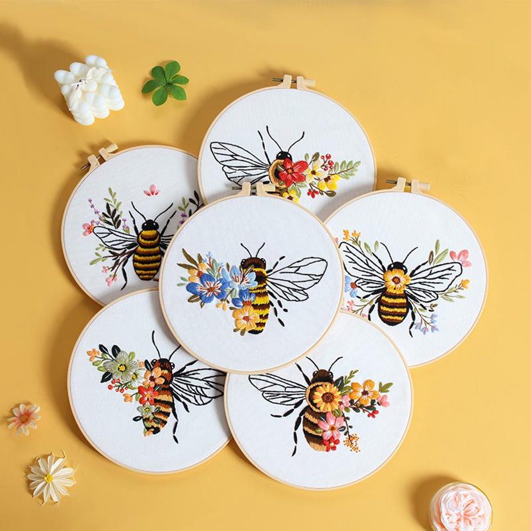 Bee Embroidery Kit for Beginners Modern, Animal Embroidery/honeybee Art ...
