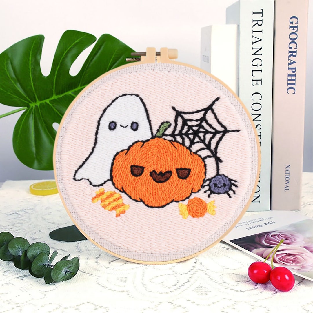 Halloween Punch Needle Kit Beginner, DIY Punch Needles Start Kit for Adult, Pumpkins Punch ...