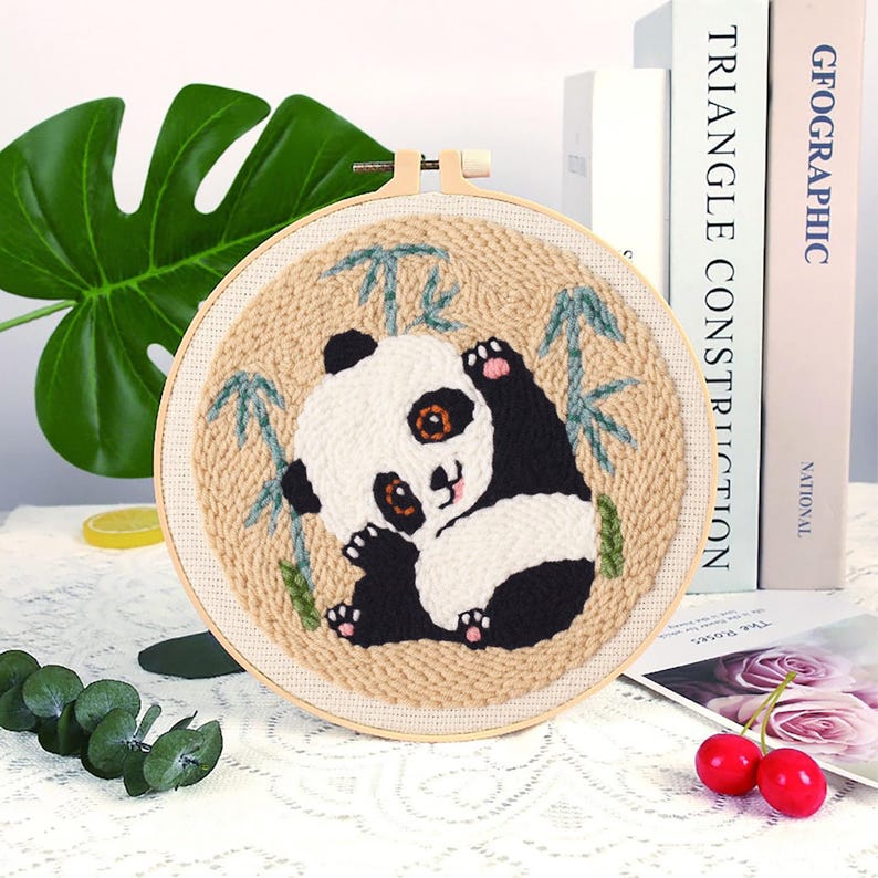 Cute Pandas Punch Needle Kit Beginner, DIY Material Package Set, DIY ...