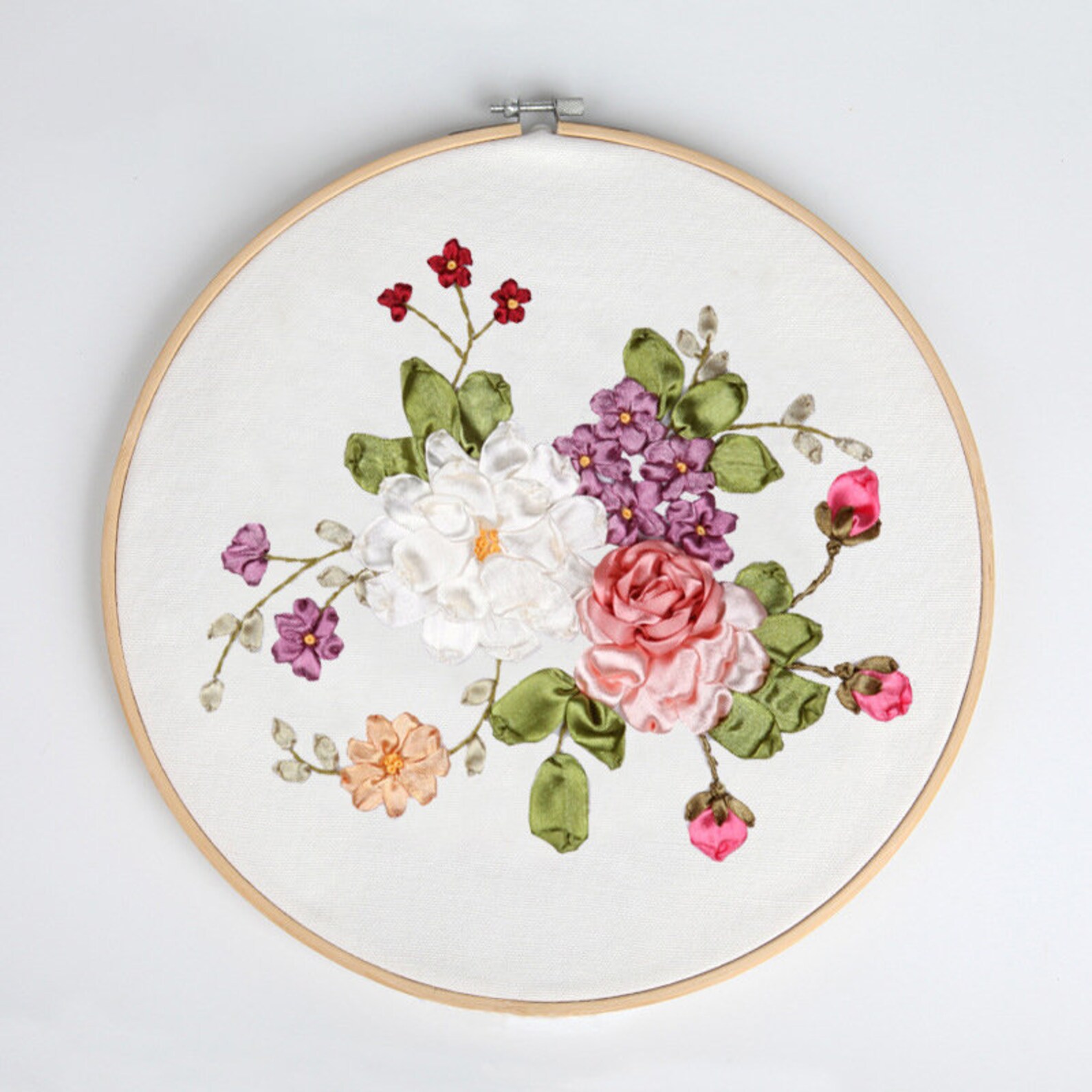 Flower Ribbon Embroidery Kit Floral Easy DIY Beginner Ribbon - Etsy