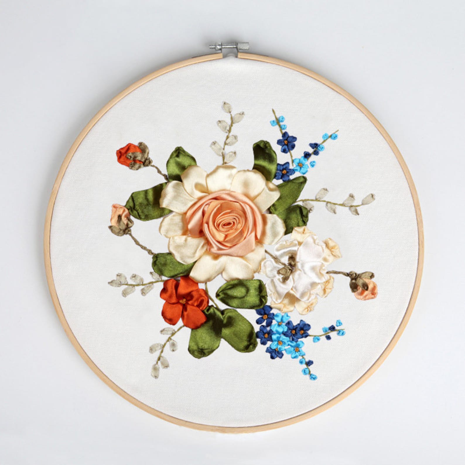 Flower Ribbon Embroidery Kit Floral Easy DIY Beginner Ribbon - Etsy