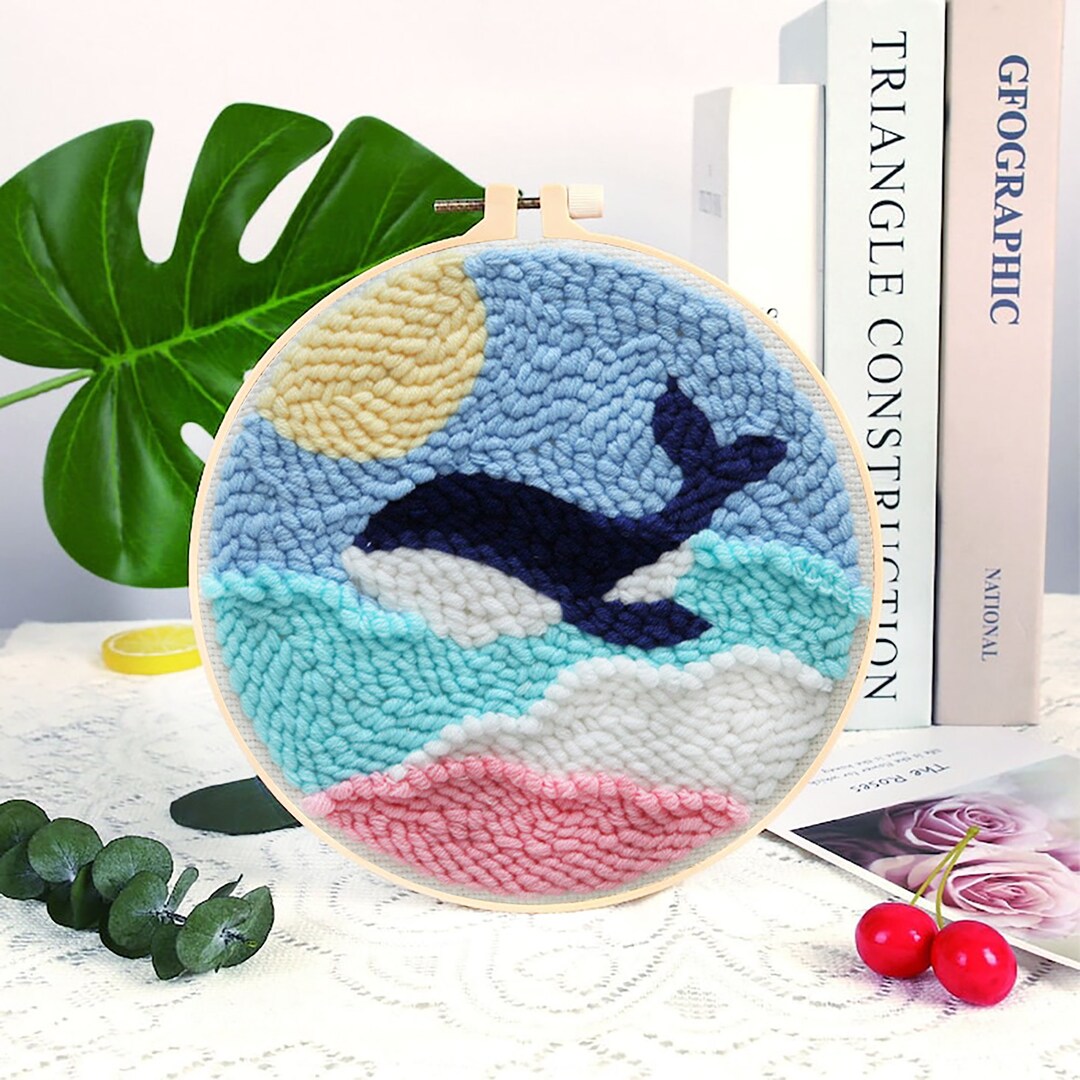 Blue Whale Fall Waves Needle Kit Beginner, DIY Punch Needles Start Kit ...