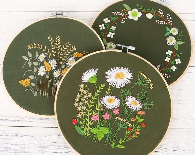 Embroidery Kit Beginner DIY Craft Kits Wildflower,embroidery Kit Herb ...