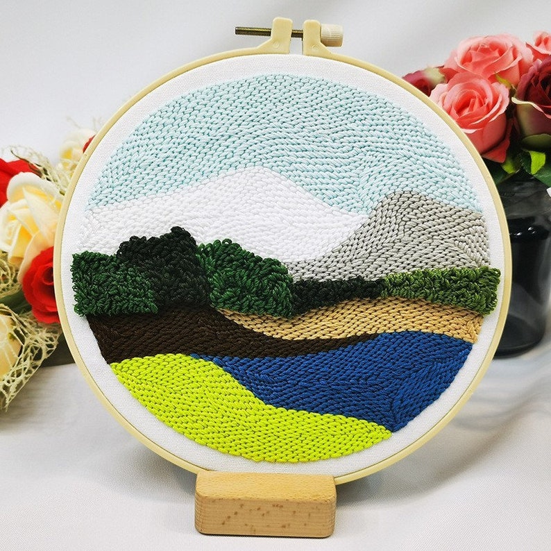 Van Gogh Starry Night Punch Needle Kit Beginner, DIY Punch Needles ...