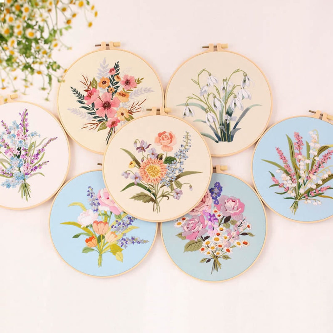 Flower Embroidery Kit for Beginners Modern|easy Floral/ Floralcross ...