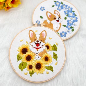 Cute Puppy Embroidery Kit for Beginners Modern, Corgi Embroidery/puppy ...