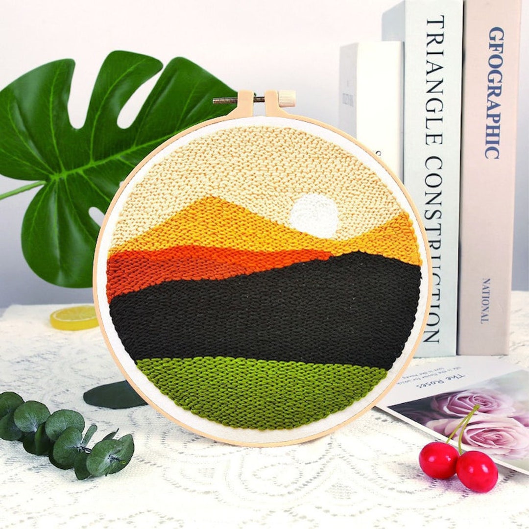 Dusk Sunset Countryside Punch Needle Kit Beginner, DIY Punch Needles ...