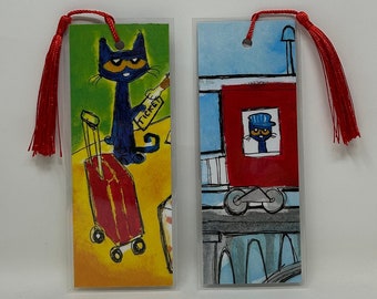 Pete the Cat (2) Upcycled Book Pages Bookmarks • an Artfullyaltered ...