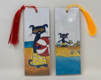 Pete the Cat (2) Upcycled Book Pages Bookmarks • an Artfullyaltered ...