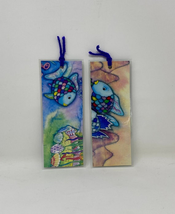 Rainbow Fish 2 Upcycled Book Pages Bookmarks an - Etsy