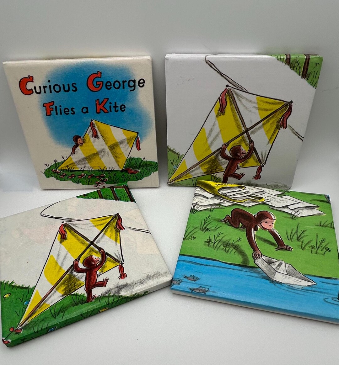 Curious George 4 Upcycled Book Page Coasters an Artfullyaltered ...