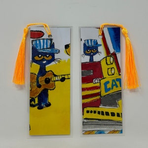 Pete the Cat (2) Upcycled Book Pages Bookmarks • an Artfullyaltered ...