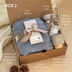 Classy Gift Basket for Women - Cozy Gift Box With Blanket, Socks ...