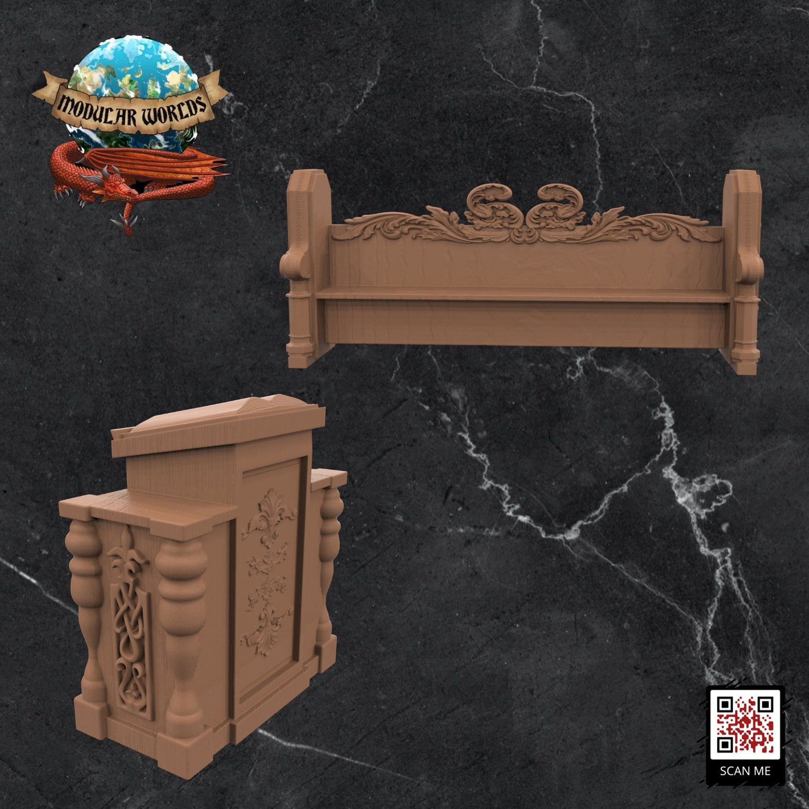 Church Altar & Pews: Tabletop Gaming Miniature (resin 3D Print) - Etsy UK