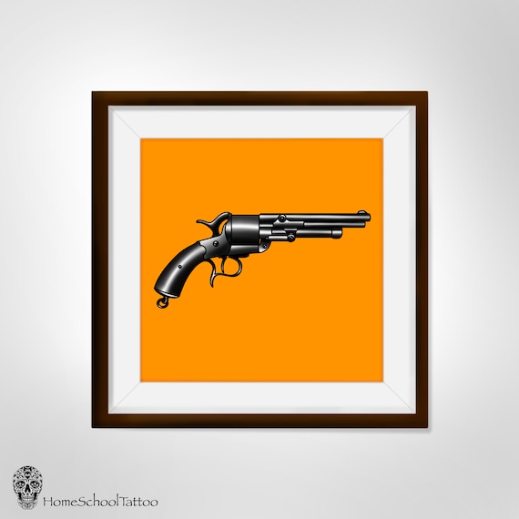 Revolver Tattoo Stencil