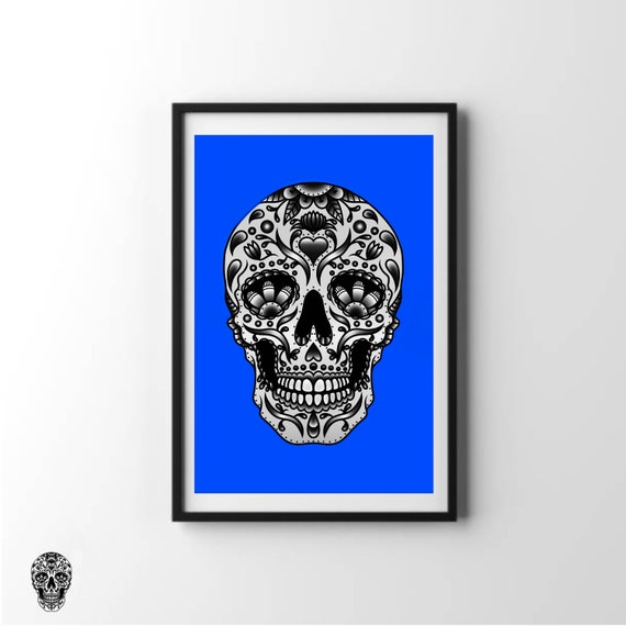 Blue Sugar Skull Tattoo