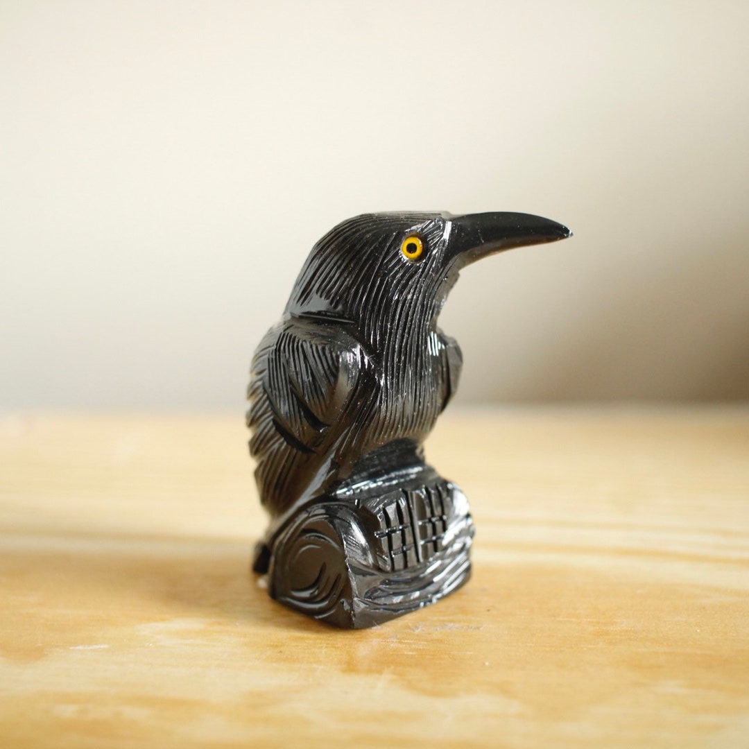 Black Obsidian Raven/crow Statuary Crystal - Etsy