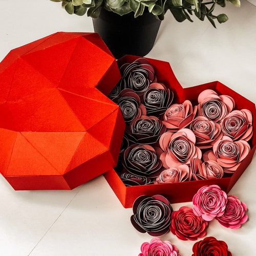 3D Low Poly Heart Box Project for Paper Crafting Digital - Etsy