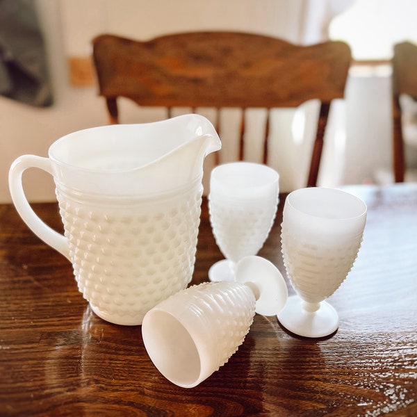 Antique Milk Glass Pitcher - Etsy