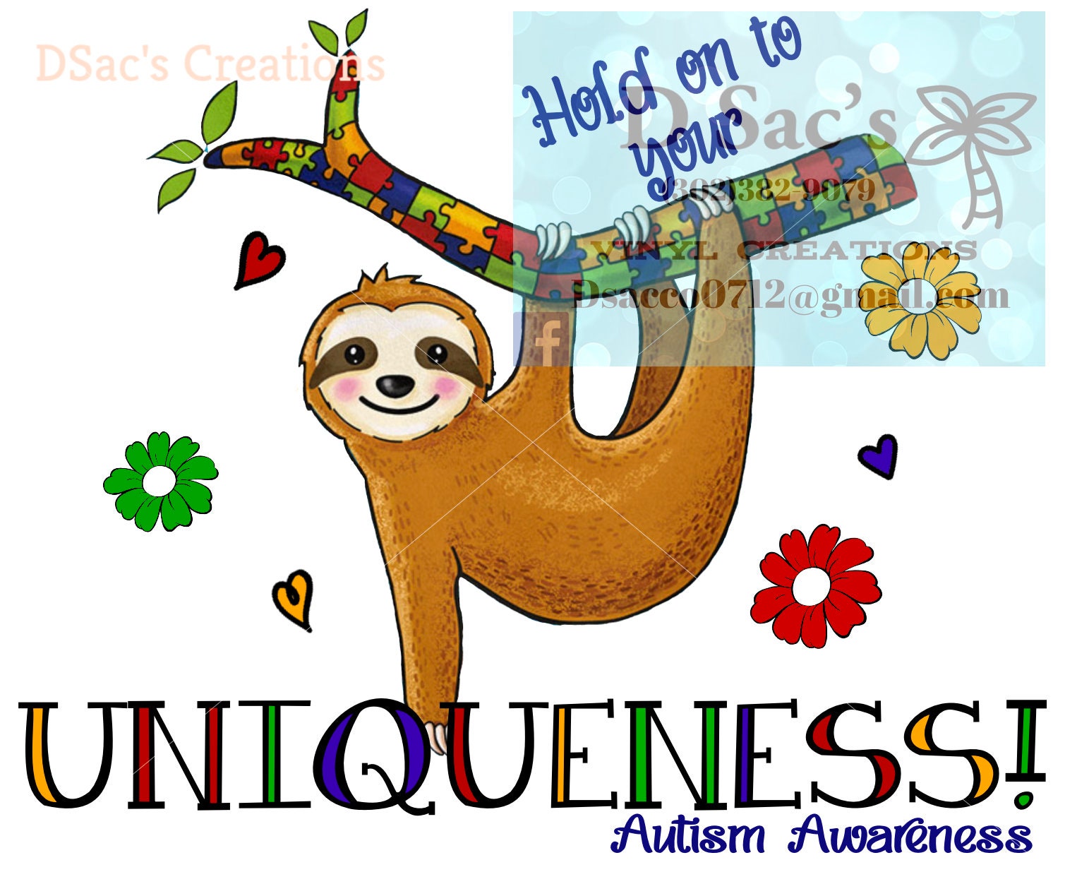 Autism Awareness Sloth PNG - Etsy