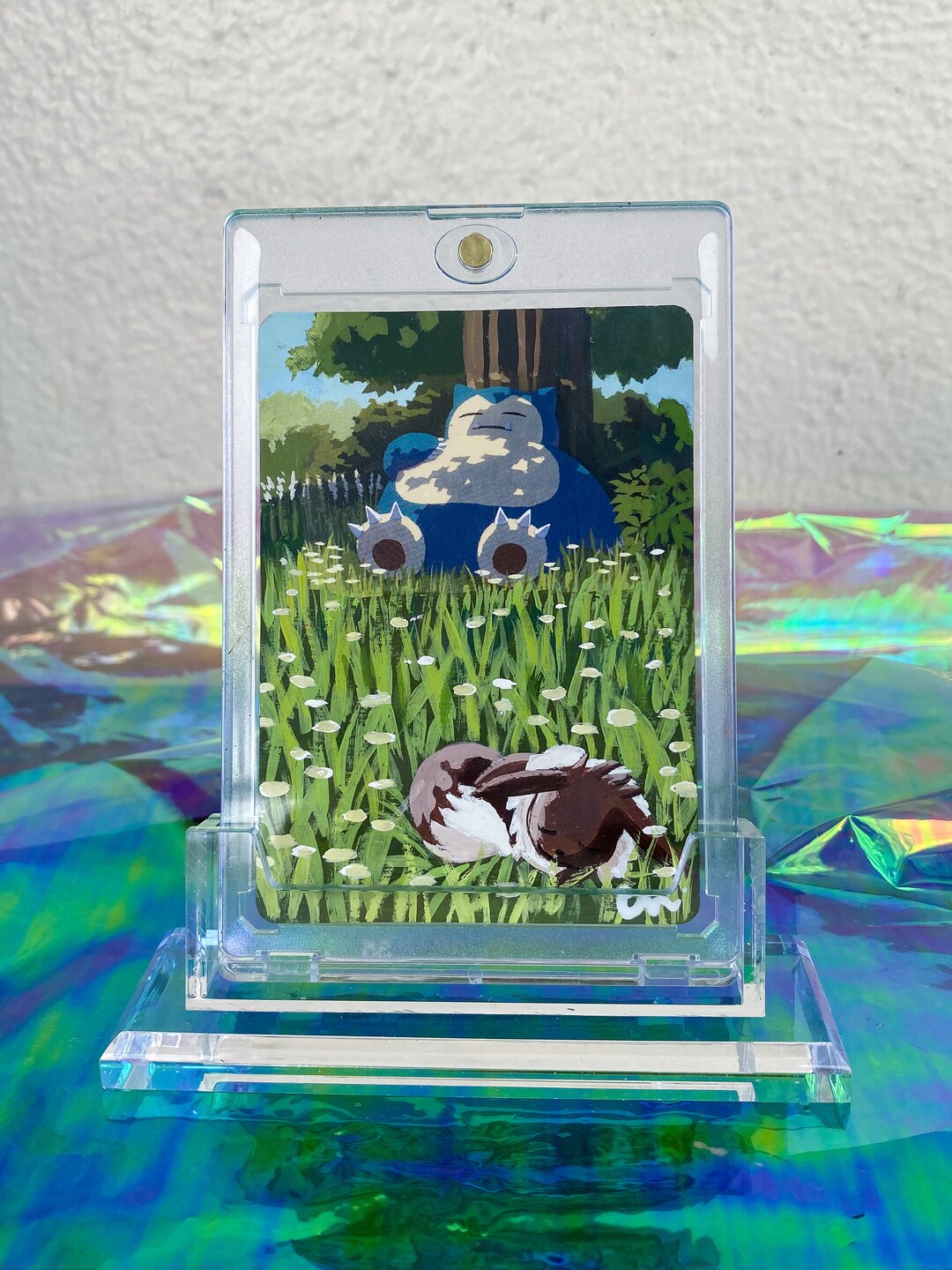 Snorlax Hand Painted Altered Pokemon Card With Acrlic Holder and Stand ...