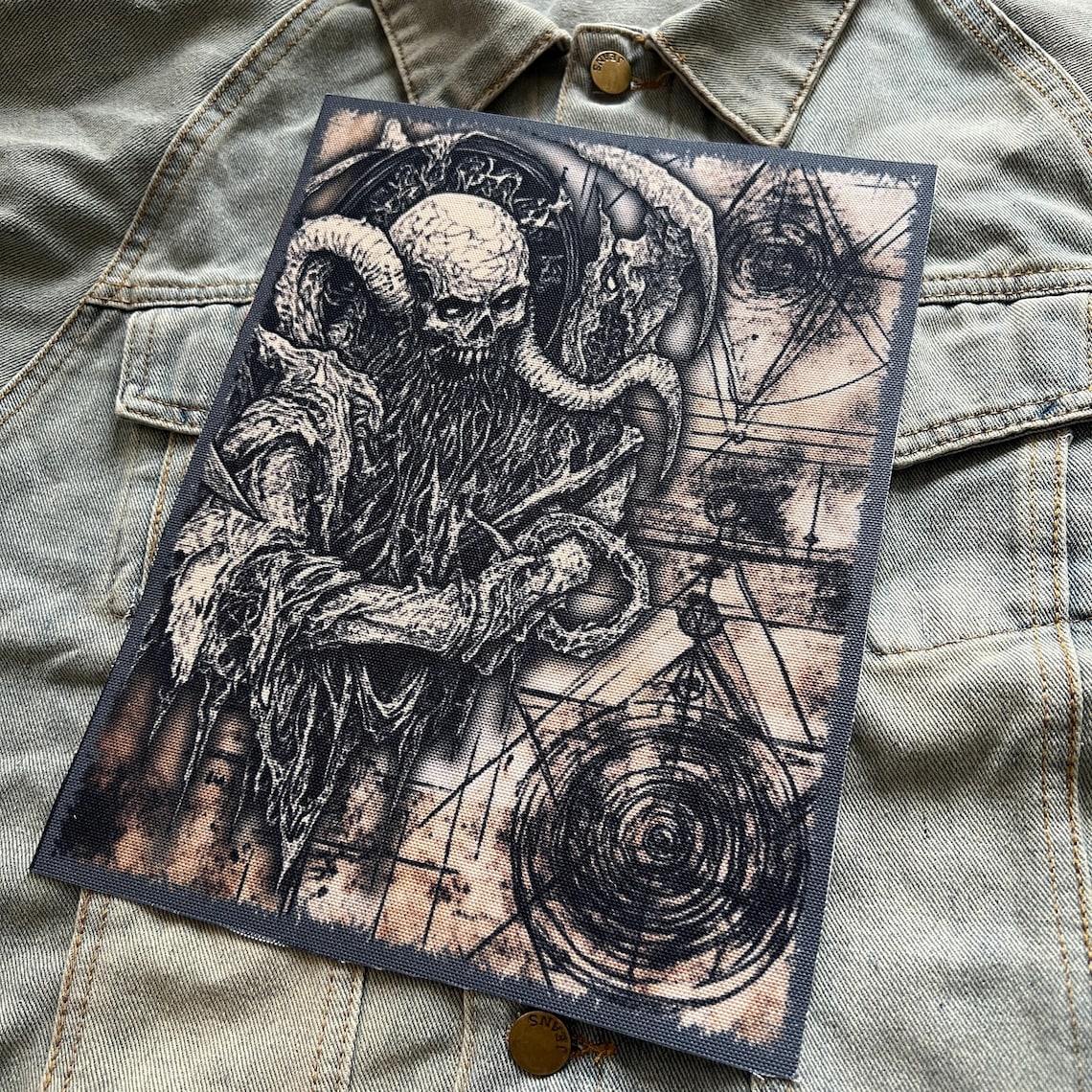 Demon Spell Book Necronomicon Page Grunge Style Iron on DIY Canvas ...