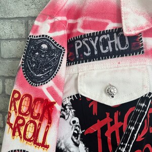 Handmade Unique Rock Evil Psycho Grunge DIY White Denim Jeans Jacket - Etsy