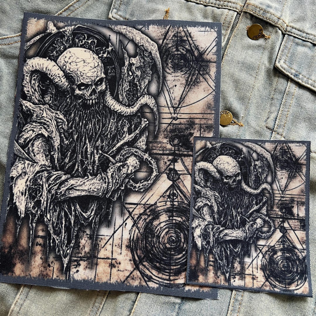 Demon Spell Book Necronomicon Page Grunge Style Iron on DIY Canvas ...