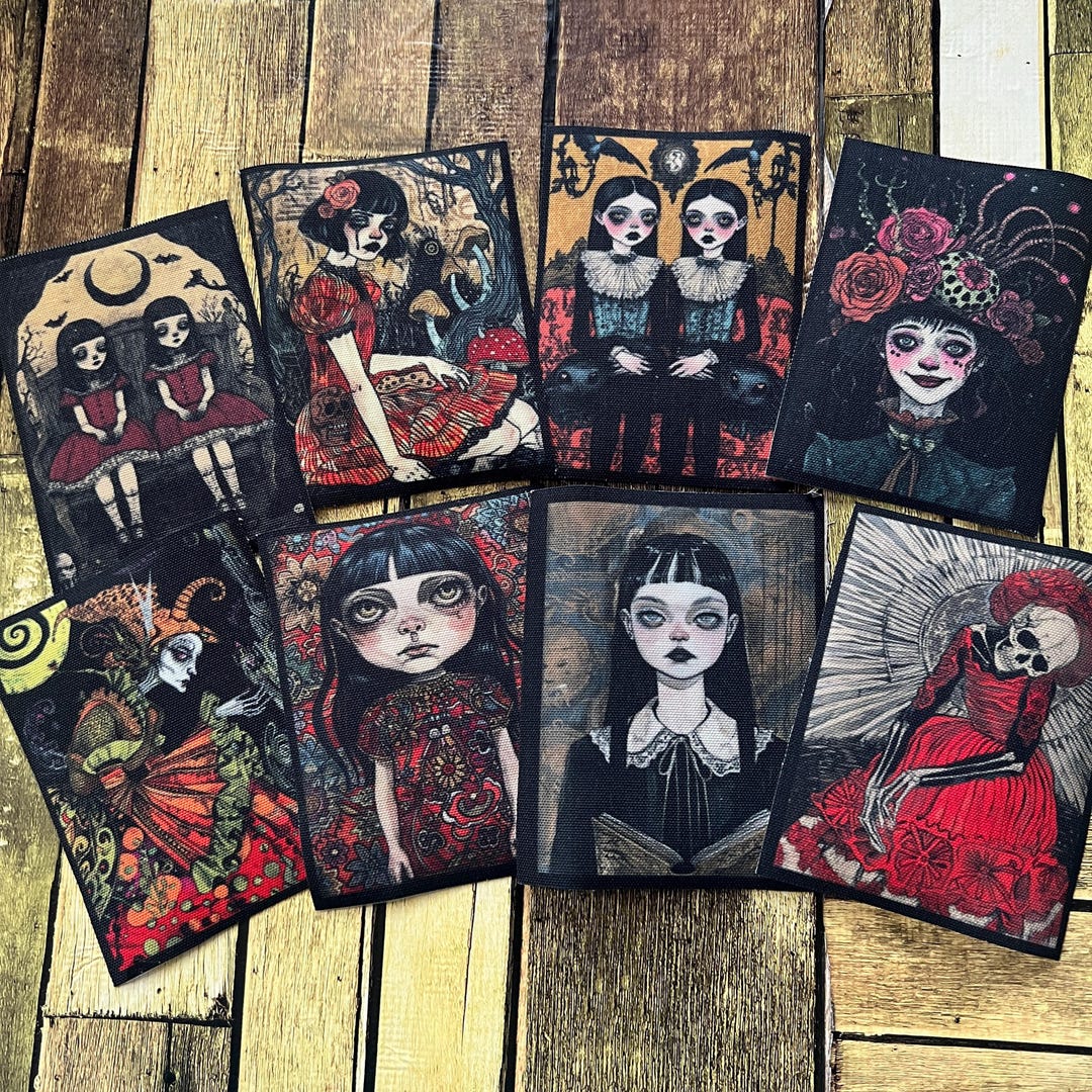 Gothic Freak Girl Weird Grunge Style Iron on DIY Printed Canvas Patch ...