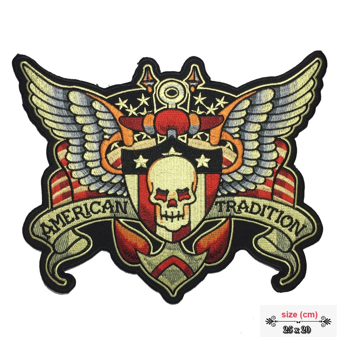 American Traditional Skull Large Giant Back Patch XL - Etsy