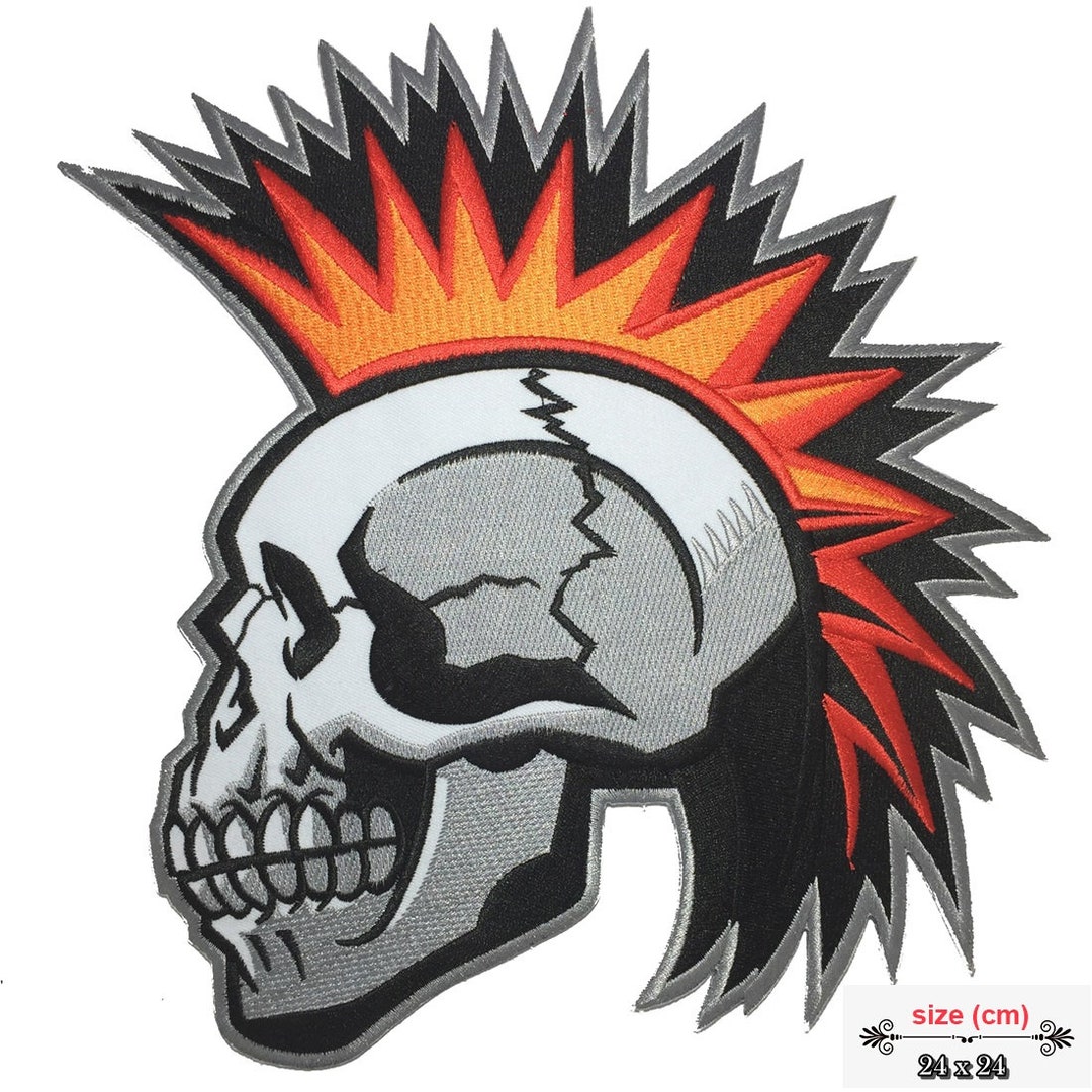 Mohawk Street Punk Skull Giant Large Back Patch XL - Etsy