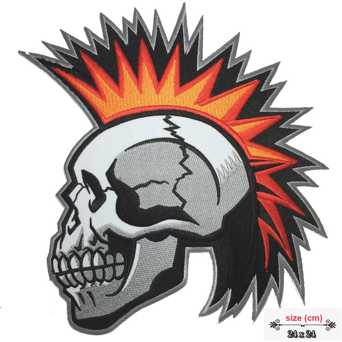 Mohawk Street Punk Skull Giant Large Back Patch XL | Etsy