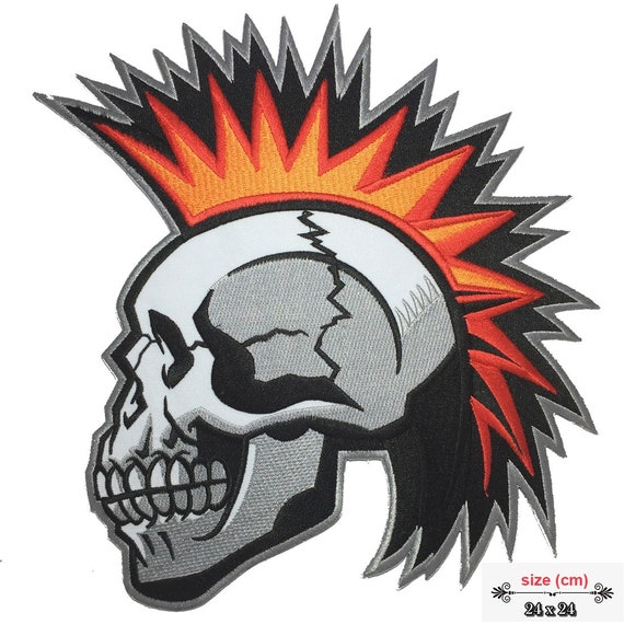 Mohawk Street Punk Skull Giant Large Back Patch XL | Etsy