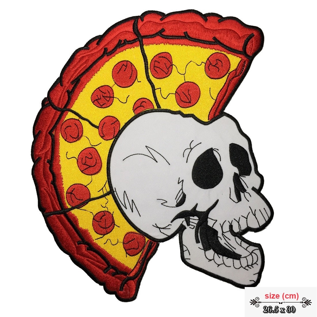 Pizza Skull Mohawk Giant Large Back Patch XL - Etsy