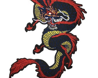 Big Tiger Dragon Iron-on Embroidered Dragon Patch Tiger - Etsy