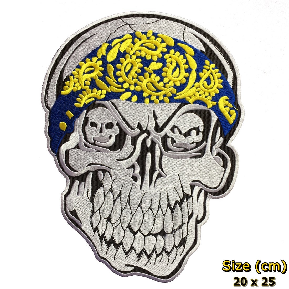 Rocker Skull Headband Racing Motorcycle Biker Large Back Patch - Etsy
