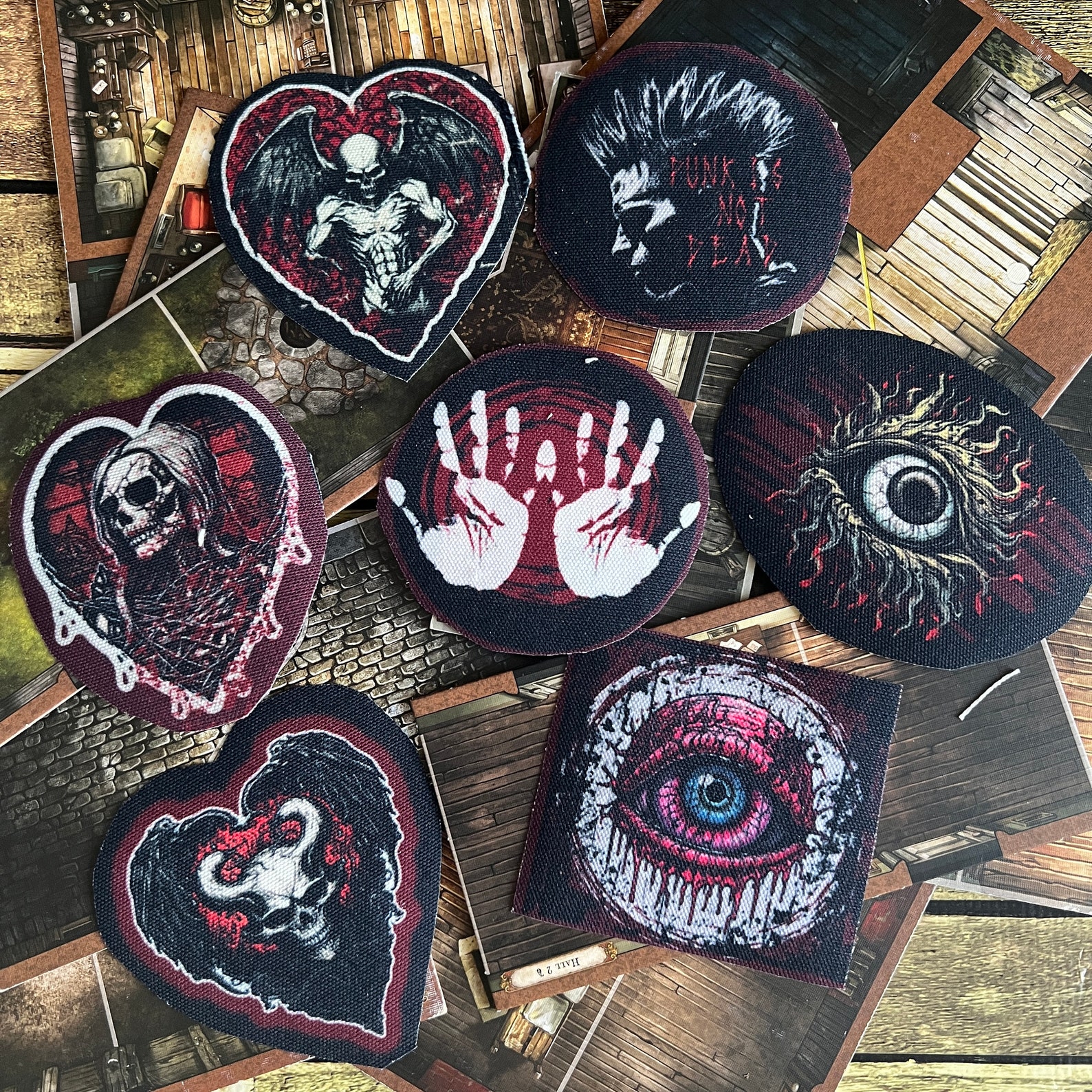 Satanic Demon Horror Crust Punk Grunge Style Iron on DIY Printed Canvas ...