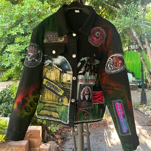 Handmade Unique Rock Horror Psychobilly Grunge DIY Black Denim Jeans ...