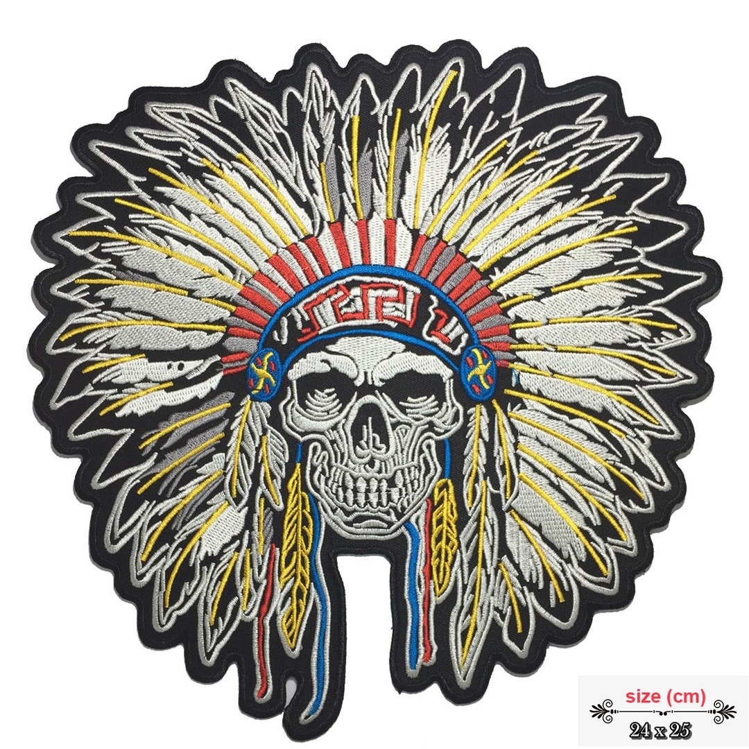 Native American Indian Skull Cheif Large Back Patch XL - Etsy