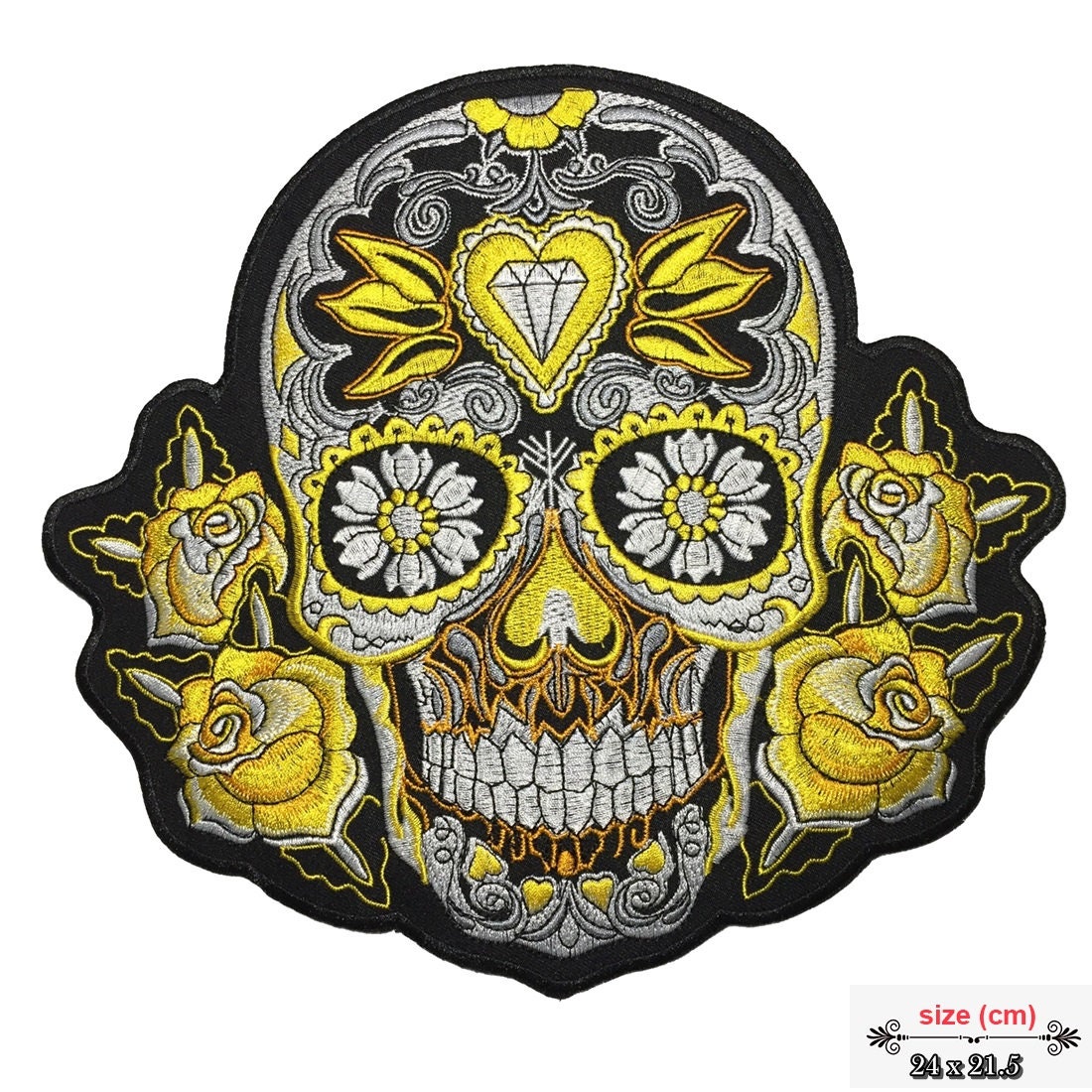 Yellow Sugar Skull Diamond Large Giant Back Patch XL - Etsy