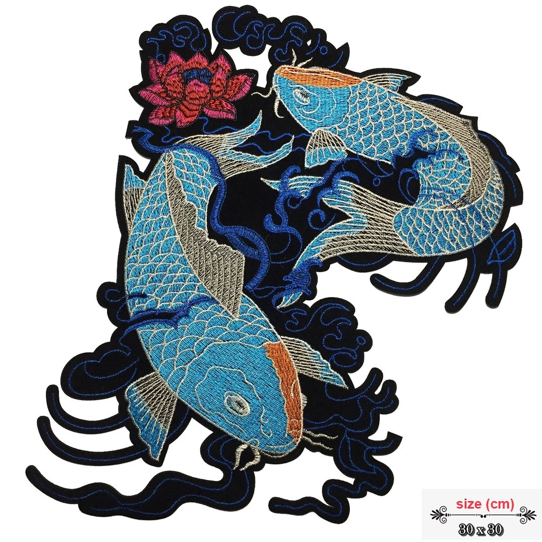 12" Blue Japanese Koi Fish Giant Back Patch Size Large XL - Etsy