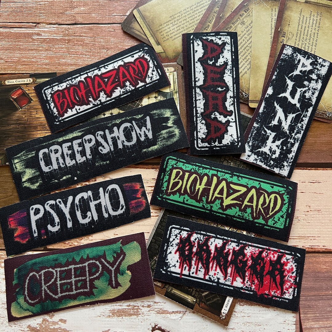 Psycho Creepy Word Crust Punk Grunge Style Iron on DIY Printed Canvas ...