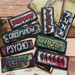 Psycho Creepy Word Crust Punk Grunge Style Iron on DIY Printed Canvas ...