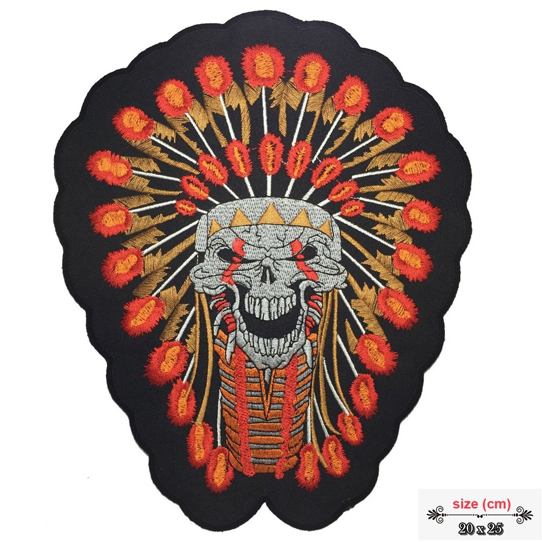 Native Indian Skull Cheif Large Back Patch XL - Etsy