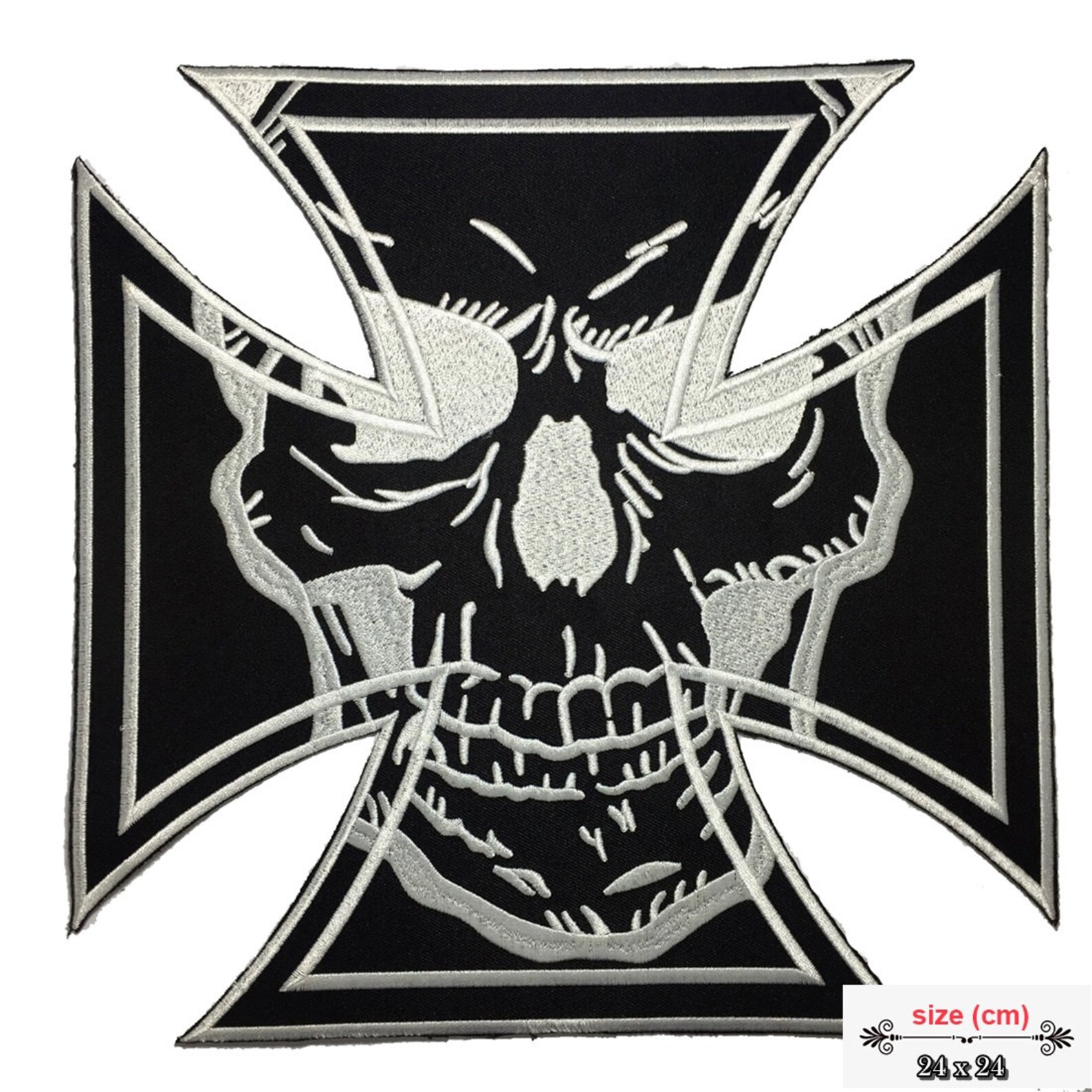 Maltese Cross Skull Devil Giant Large Back Patch Xl Etsy