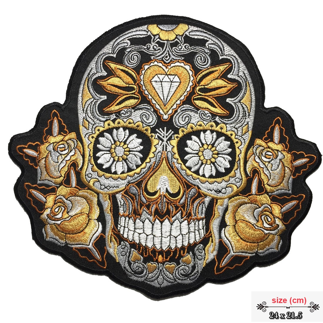 Golden Brown Sugar Skull Diamond Giant Largelarge Back Patch XL - Etsy