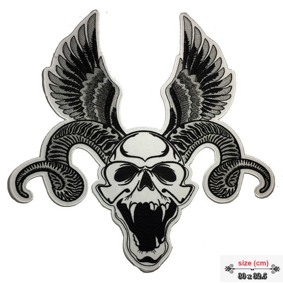 Satanic Demon Horn Wing Large Giant back Patch XL | Etsy