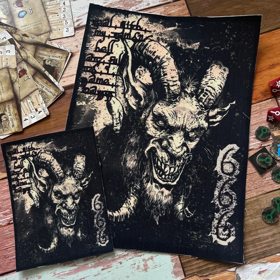 Satan Demon 666 Necronomicon Page Grunge Style Iron on DIY Canvas Patch ...