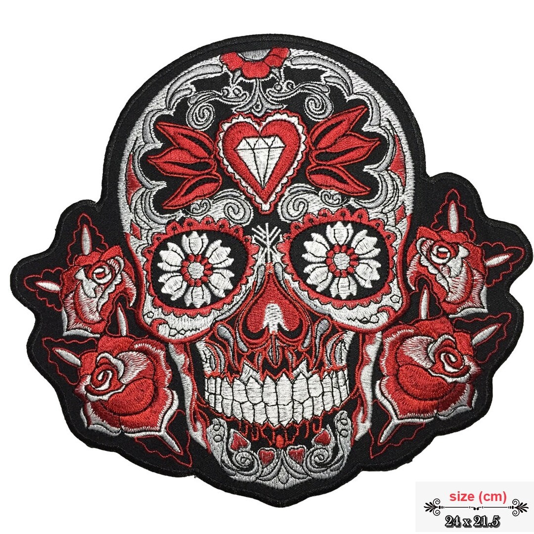 Red Sugar Skull Diamond Large Giant Back Patch XL - Etsy