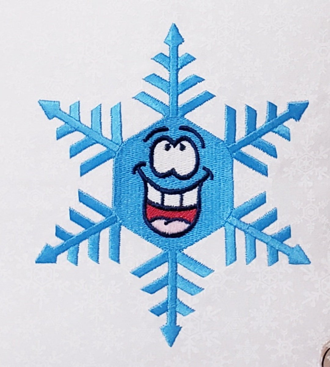 Blue Snowflake, Machine Embroidery, Cheerful Snowflake, Happy Snowflake ...